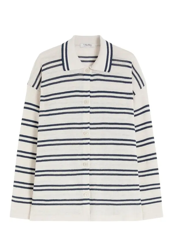 Max Mara Linen Stripe Cardigan - White