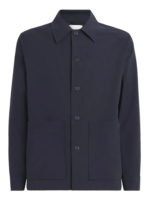Nn07 Blaze Seersucker Overshirt - Navy