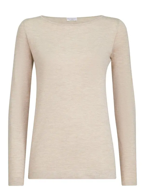 Brunello Cucinelli Cashmere And Silk Blend Sweater - Beige