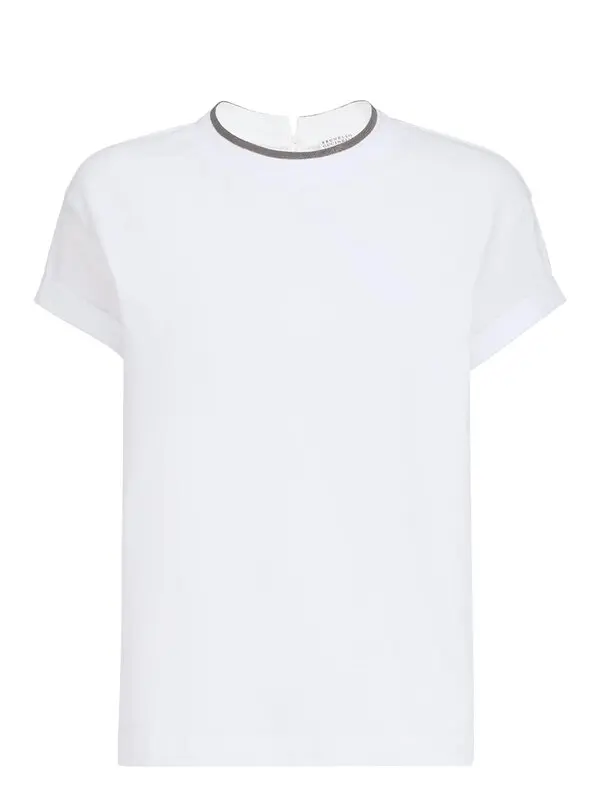 Brunello Cucinelli Embellished Stretch-cotton T-shirt - White