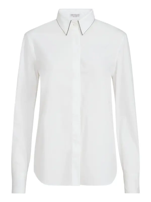 Brunello Cucinelli Cotton Poplin Monili Shirt - White