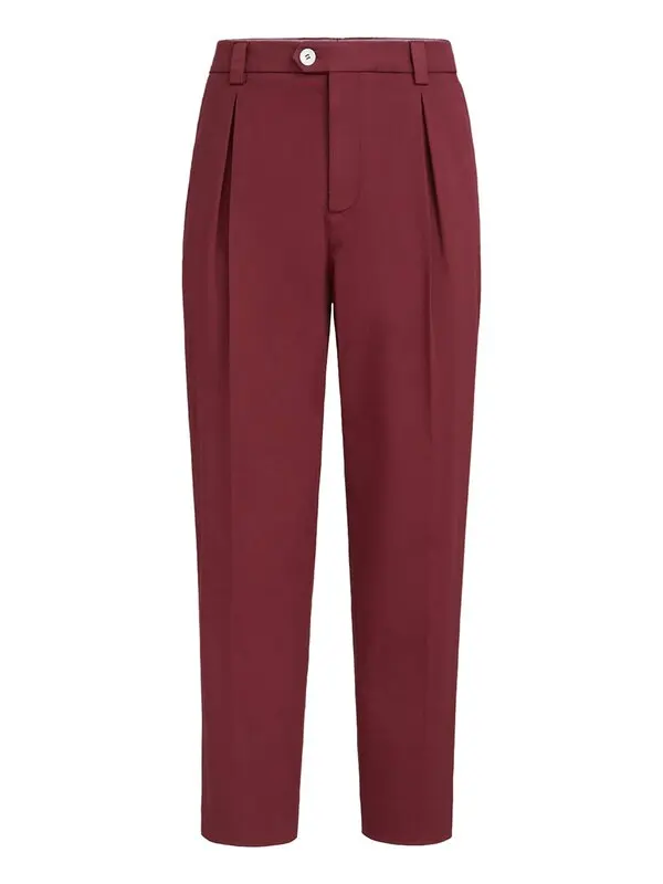Brunello Cucinelli Stretch-cotton Pleated Trousers - Red
