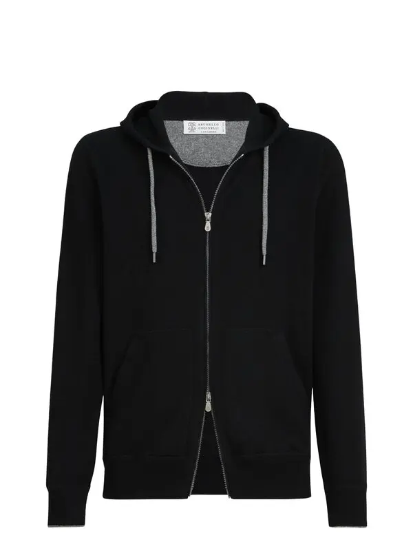 Brunello Cucinelli Cashmere Zip-up Hoodie - Black