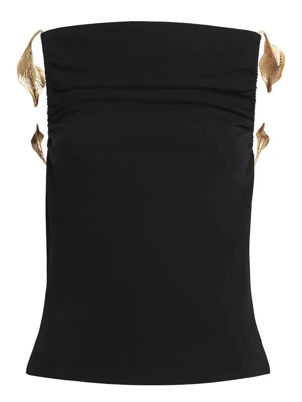 Cult Gaia Crepe Draped Isiah Top - Black