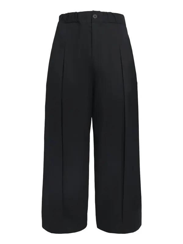 SAGE NATION Box-pleat Wide-leg Trousers - Black