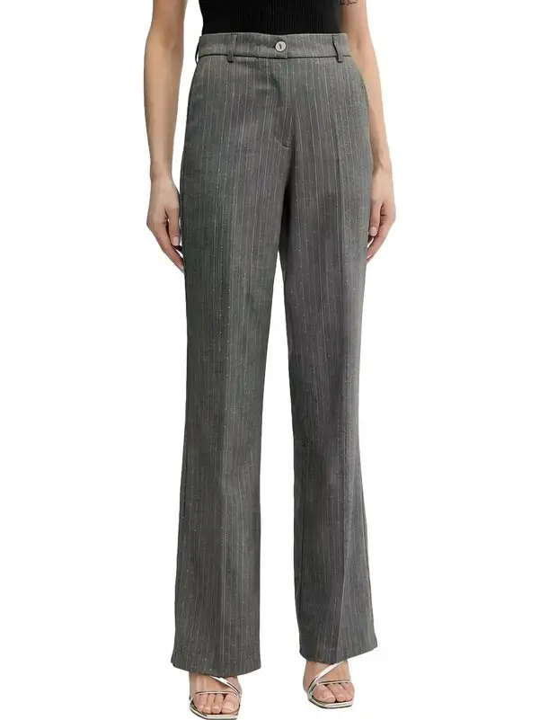 MORGAN Herringbone Striped Trousers - Grey