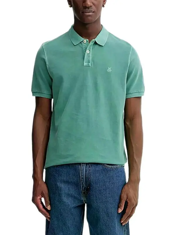 Marc O'polo Buttoned Short-sleeve Polo Shirt - Green