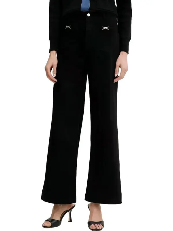 MORGAN Flared Jeans With Silver-tone Hardware - Black