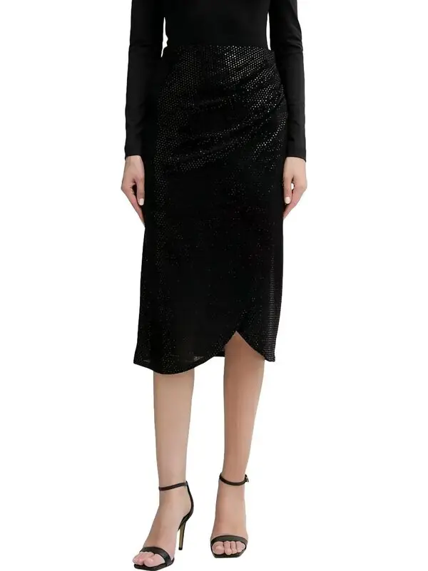 MORGAN Jolivia Sequin Midi Skirt - Black