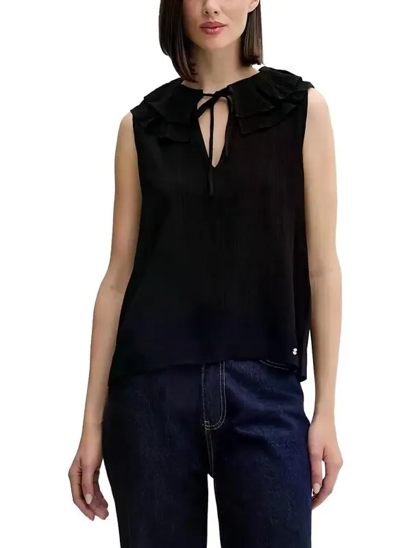 PEDRO DEL HIERRO Ruffled-neck Blouse - Black