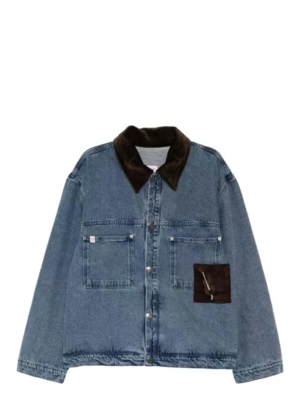 CHARLES JEFFREY Corduroy Patched Denim Jacket - Blue