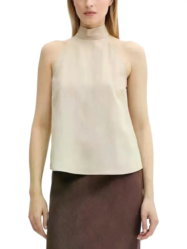 SAMSOE SAMSOE High-neck Top With Tie Detail - Neutrals