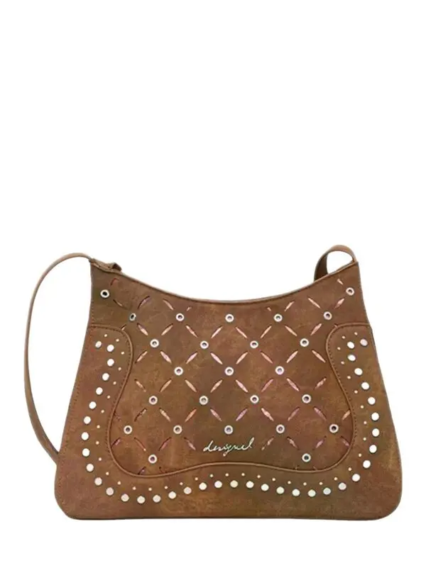 Desigual Cutout Studded Crossbody Bag - Brown