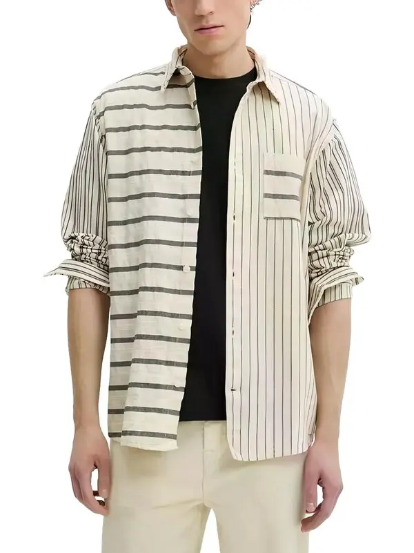 Desigual Jack Patch-pocket Striped Shirt - Neutrals