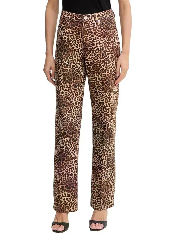 SILVIAN HEACH Animal Print Straight Leg Jeans - Neutrals