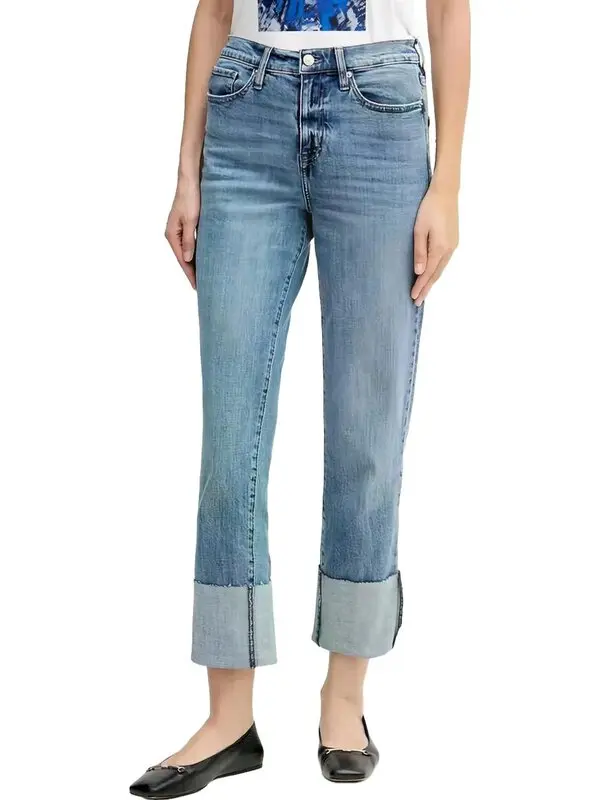 Dkny Regular Fit Cuffed Jeans - Blue