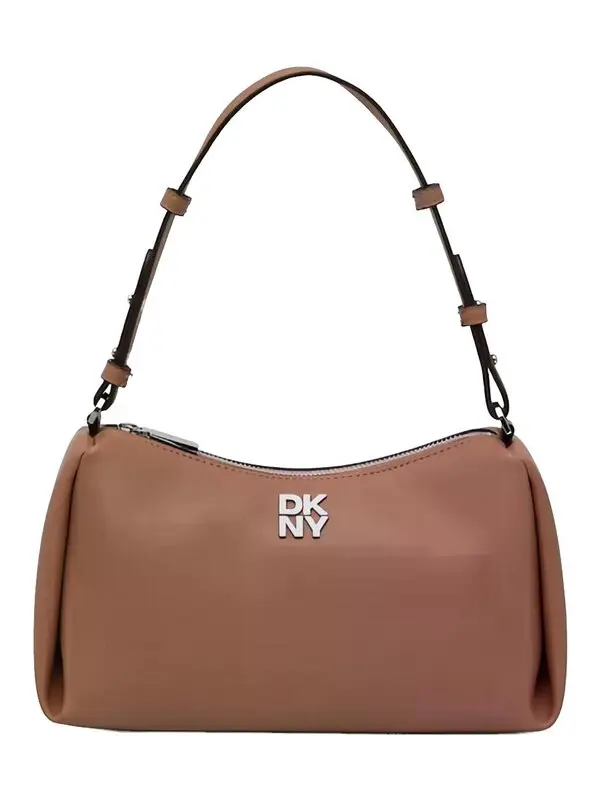 Dkny Logo Zip Shoulder Bag - Brown