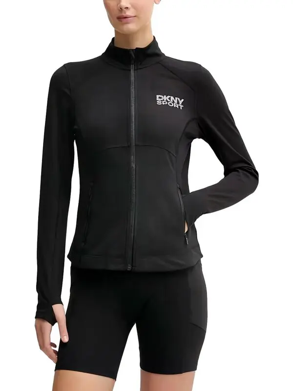 Dkny Long-sleeved Zip-up Top - Black