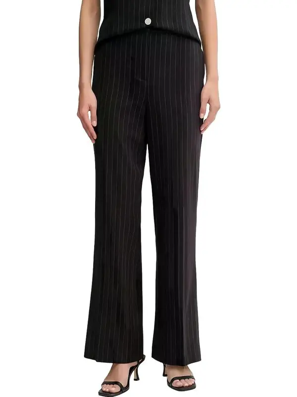 Dkny Pinstripe Wide-leg Trousers - Black