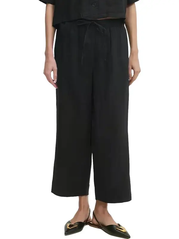 Dkny Wide Leg Cropped Trousers - Black