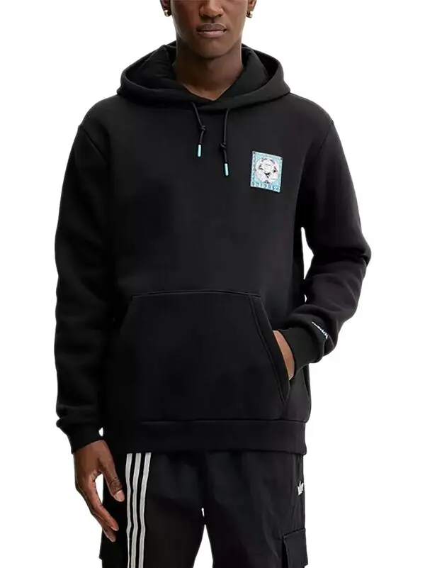 Adidas Graphic Print Drawstring Hoodie - Black