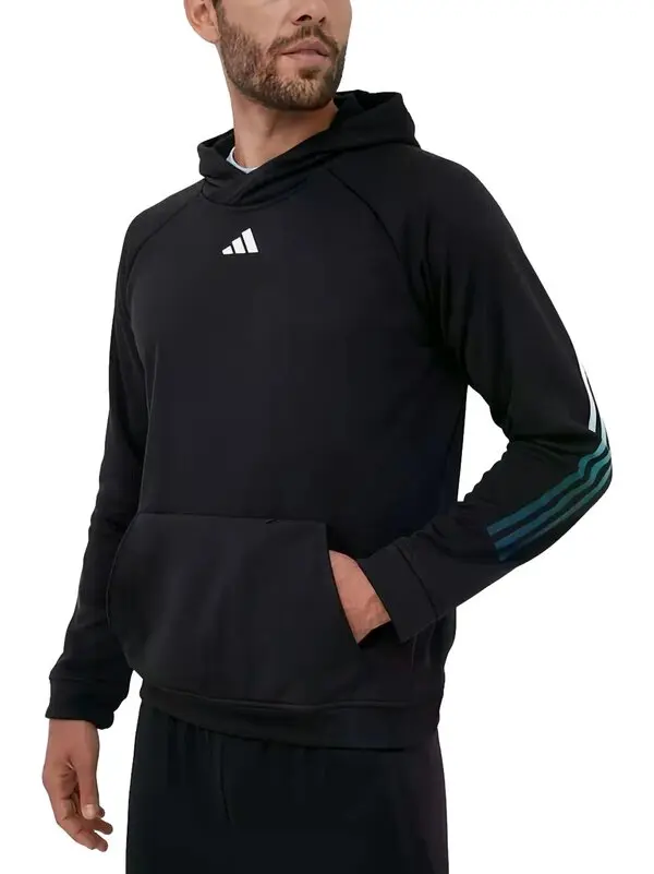 Adidas Logo Stripe Hoodie - Black