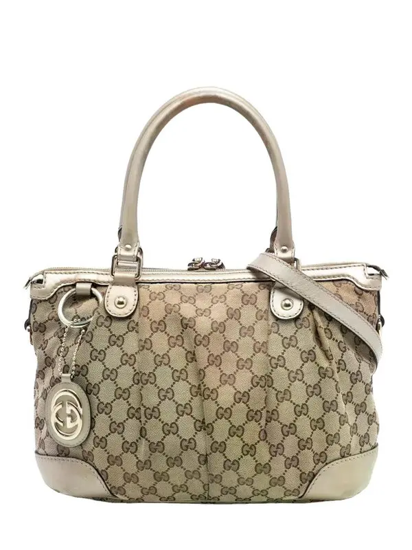 Gucci 2016-2025 Gg Canvas Sukey Satchel - Neutrals