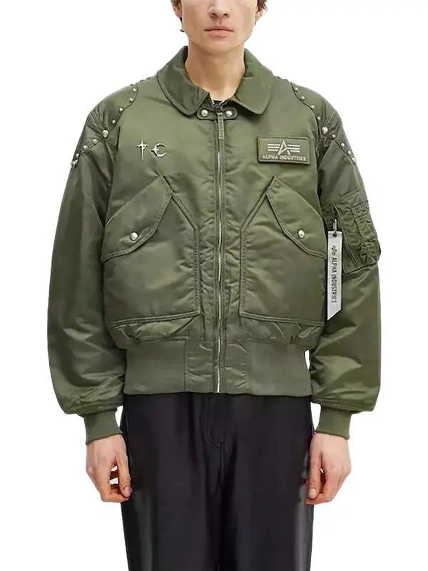 Alpha Industries Logo-patch Bomber Jacket - Green