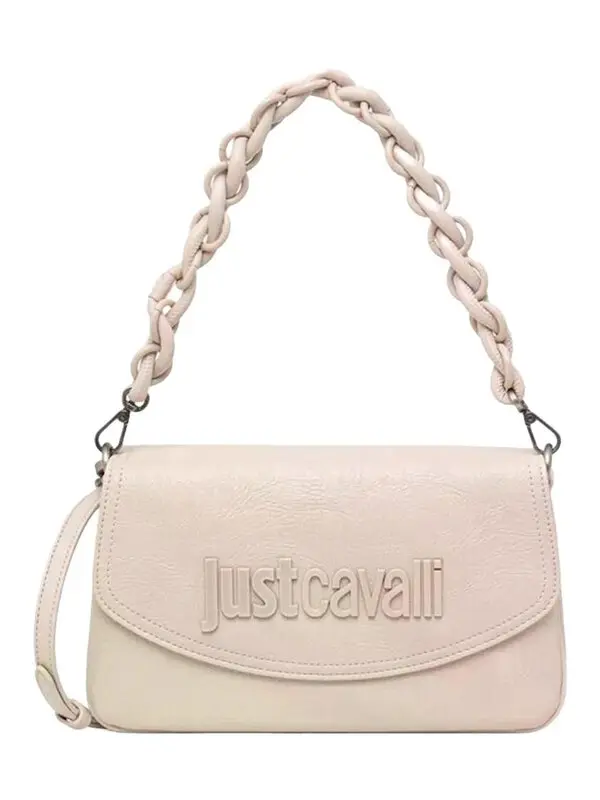 Just Cavalli Embossed Satchel With Braided Top Handle - Neutrals
