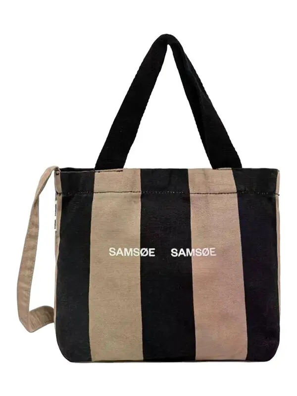 SAMSOE SAMSOE Safrinka Striped Tote Bag - Black