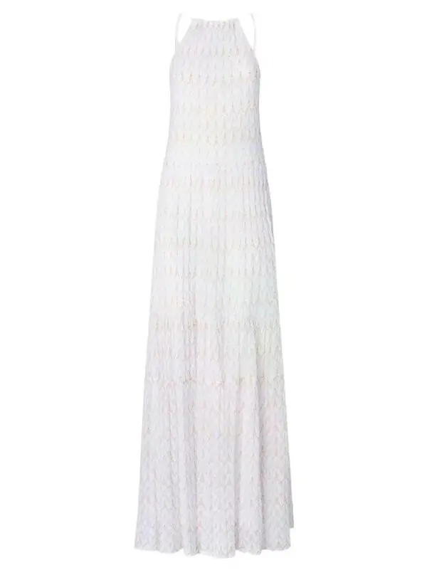 Missoni Patterned Halterneck Maxi Dress - White