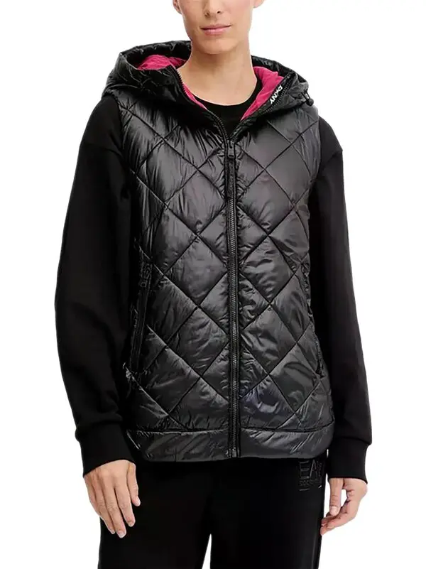Dkny Hooded Quilted Gilet - Black