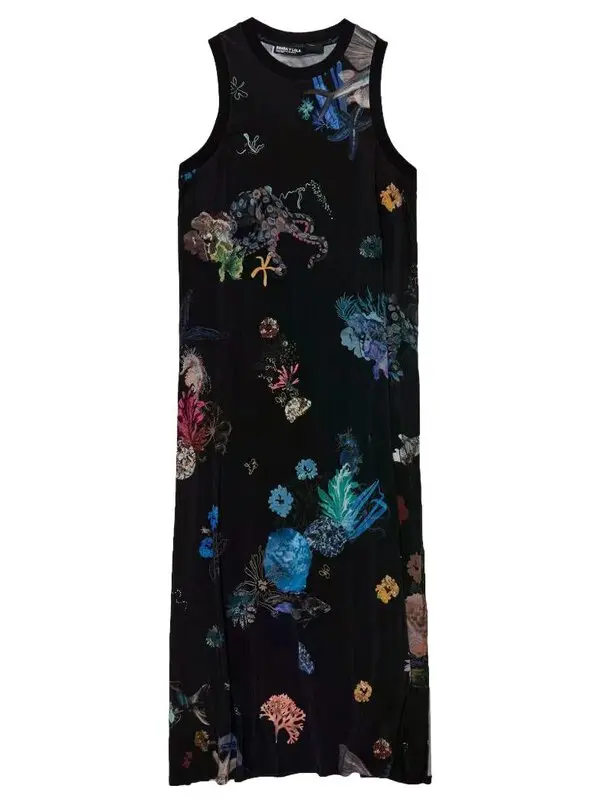 Bimba Y Lola Floral Print Midi Dress - Black