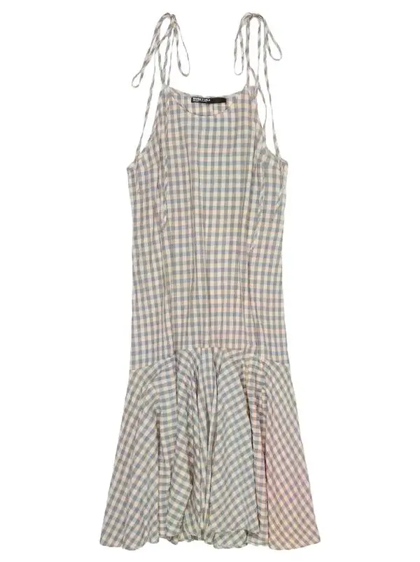 Bimba Y Lola Checked Tie-strap Midi Dress - Blue