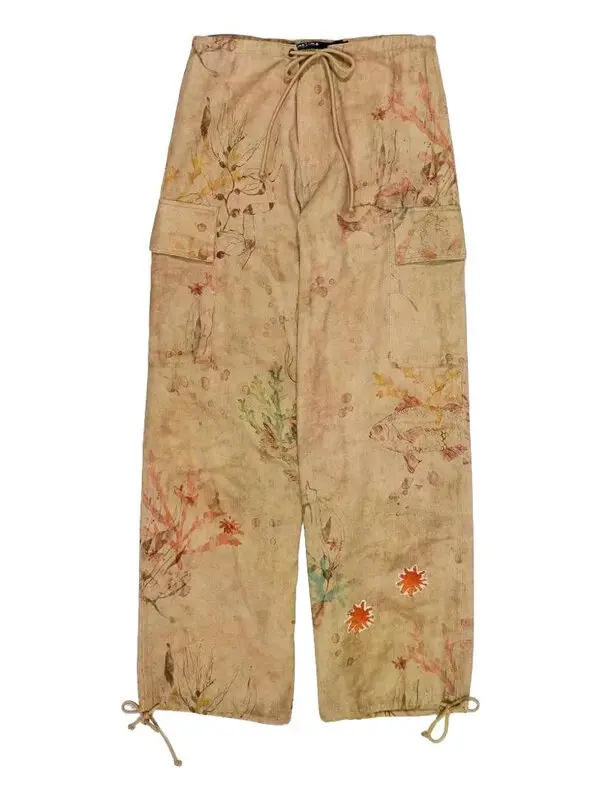 Bimba Y Lola Floral Cargo Trousers - Neutrals