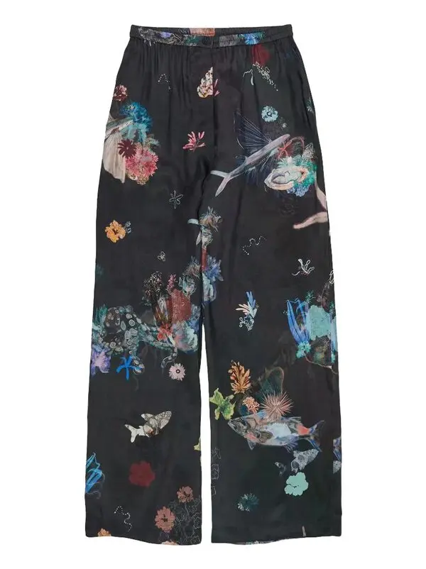 Bimba Y Lola Floral Print Trousers - Black