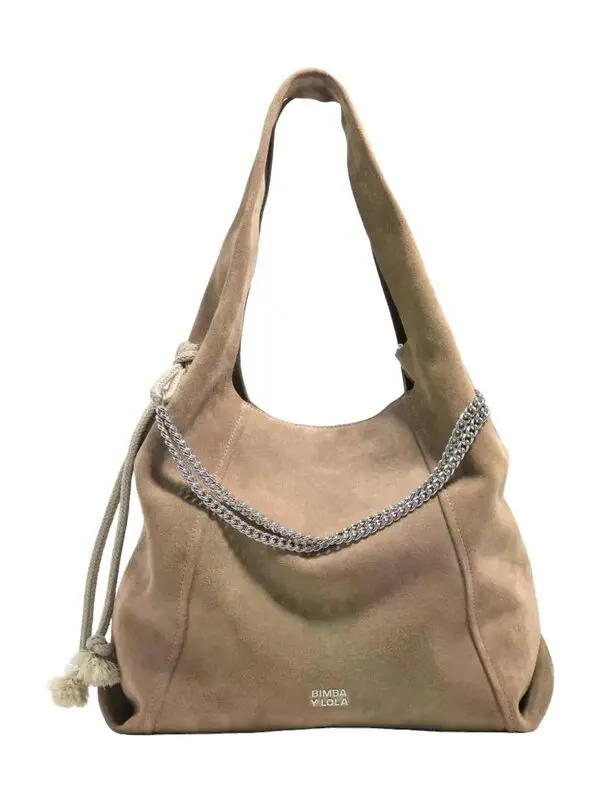 Bimba Y Lola Chain Drawstring Shoulder Bag - Neutrals