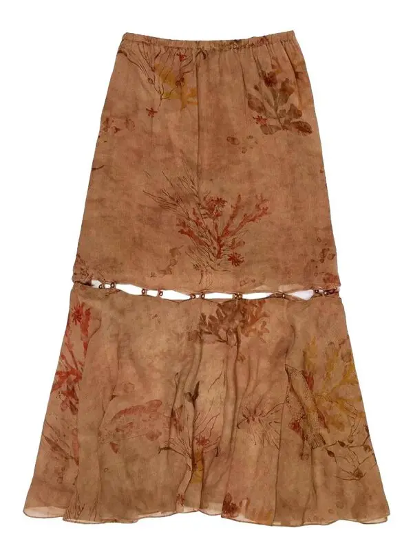 Bimba Y Lola Floral Cutout Midi Skirt - Neutrals