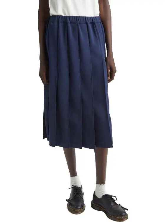 Comme Des Garçons Pleated Jersey Midi Skirt - Navy