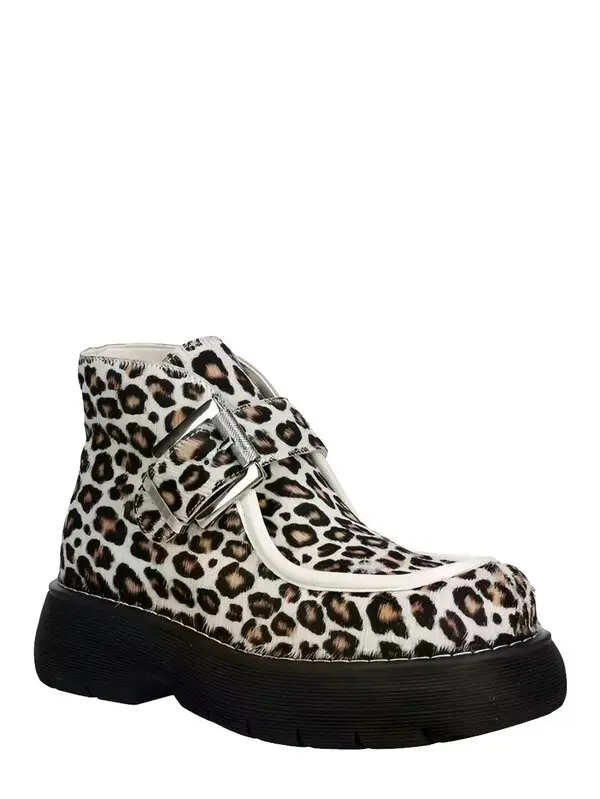 MSGM Leopard-print Buckle Boots - Brown