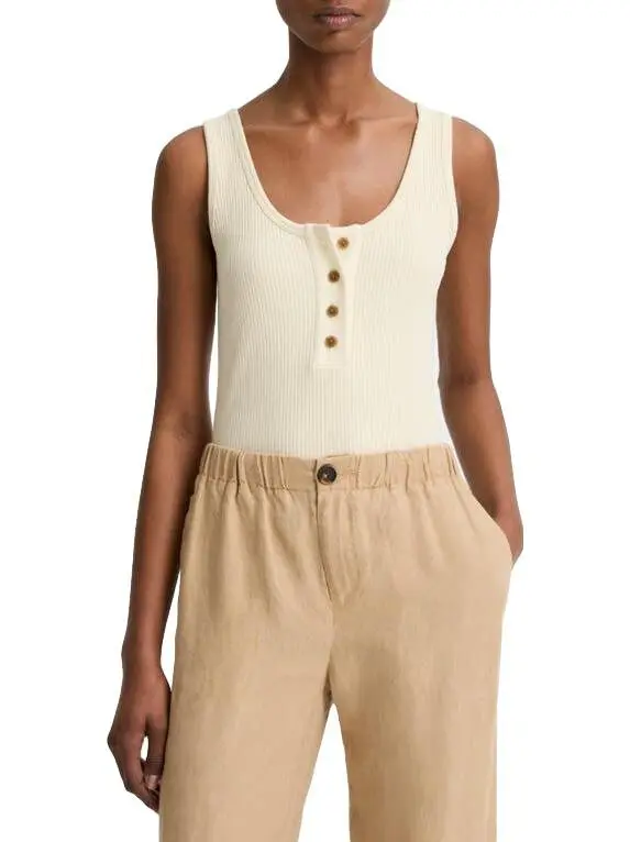 Vince Henley Rib Tank - Sun Ivory
