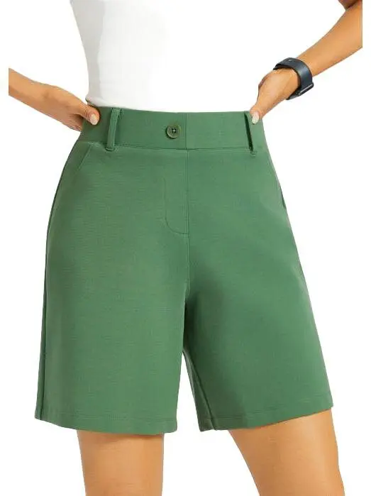 Betabrand Classic Stretch Ponte Shorts - Arcadia Green
