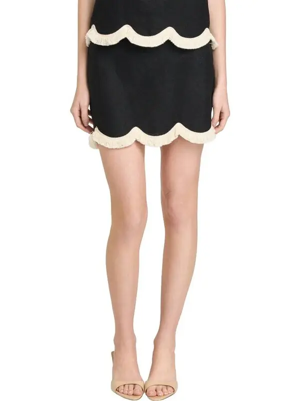 WAYF Encore Scallop Trim Skirt - Black