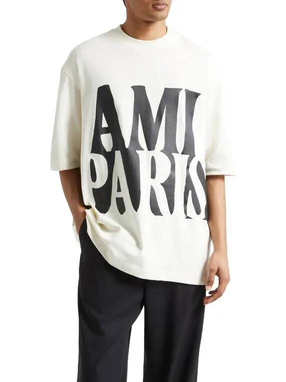 Ami Oversize Logo Graphic T-shirt - Blanc Creme