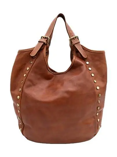 BOLSA NOVA Studded Slouchy Tote - Cognac