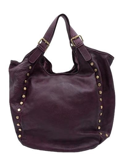 BOLSA NOVA Slouchy Studded Tote - Plum