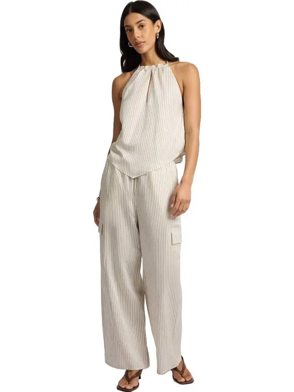 Onia Handkerchief Open Halter Top - Cream/black