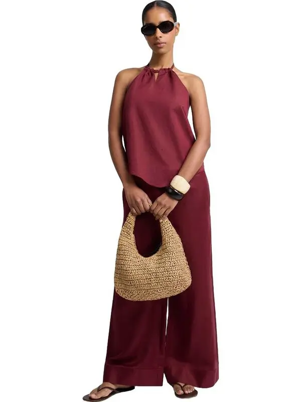 Onia Handkerchief Open Halter Top - Dark Cherry