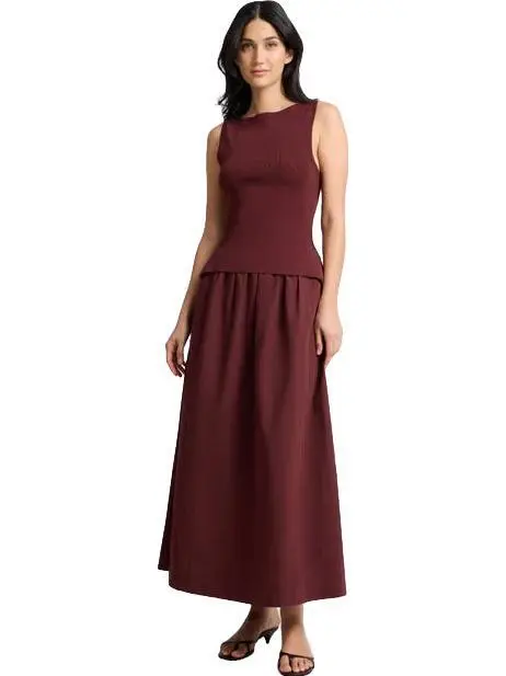 Onia Boatneck Mix Media Dress - Dark Cherry