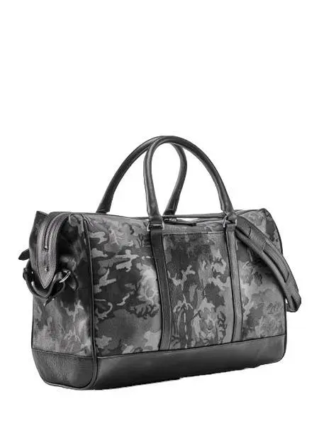 PRINCE OF SCOTS Wanderlust Leather Weekender - Grey Camo